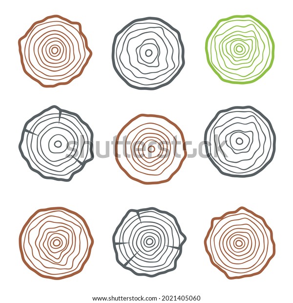 Tree Rings Icons Vector Illustration Abstract Stock Vector (Royalty ...