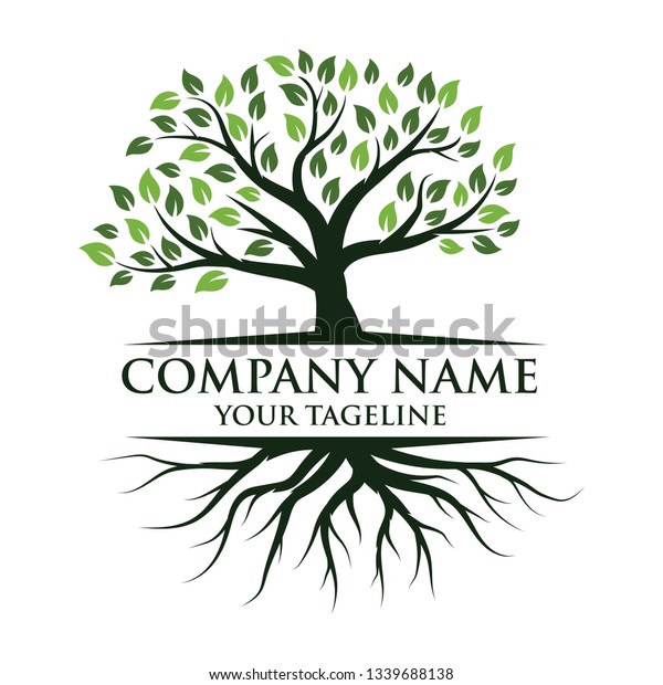 Tree Roots Logo Illustration Tree Life Stock Vector (Royalty Free ...