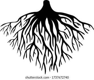 Tree Roots Silhouette Vector Drawing Stock Vector (Royalty Free ...