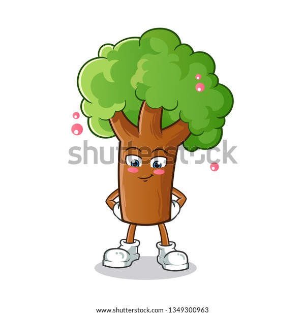 Tree Shy Mascot Vector Cartoon Illustration Stock Vector (Royalty Free ...