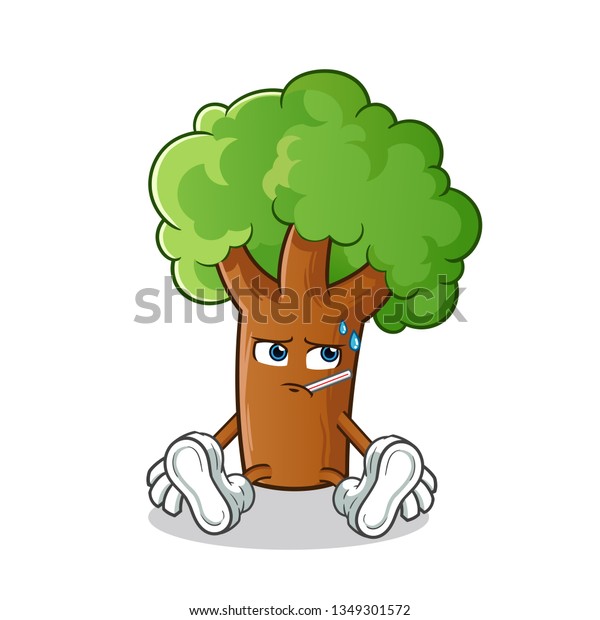 Tree Sick Mascot Vector Cartoon Illustration: เวกเตอร์สต็อก (ปลอดค่า ...