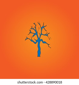 Tree Silhouette Blue Flat Icon Black Stock Vector (Royalty Free ...