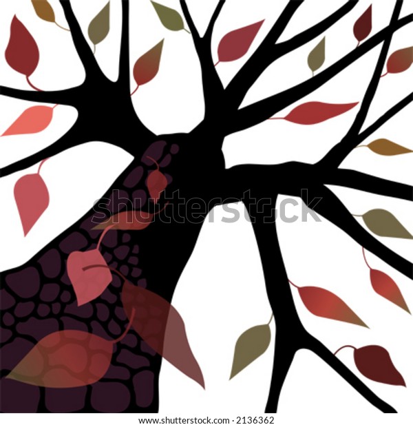 Tree Silhouette Fall Autumn Leaves Vector Stock Vector (Royalty Free ...