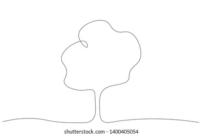 Tree Silhouette One Line Drawing Vector Stock Vector (Royalty Free ...
