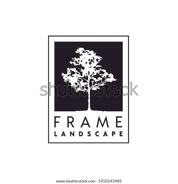 Tree Silhouette Picture Wall Frame Landscape: vector de stock (libre de ...