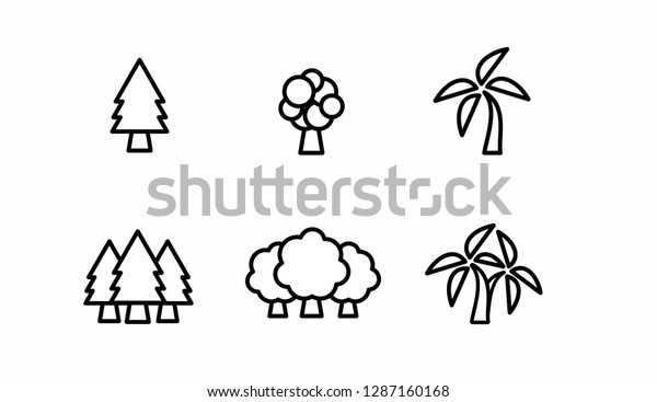 Tree Simple Icon Set Silhouette Symbol 스톡 벡터(로열티 프리) 1287160168 ...