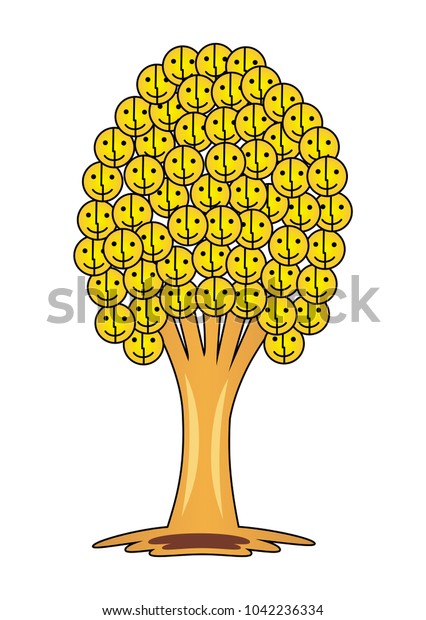 Tree Smiles Joy Tree Smiley Face Stock Vector (Royalty Free) 1042236334 ...