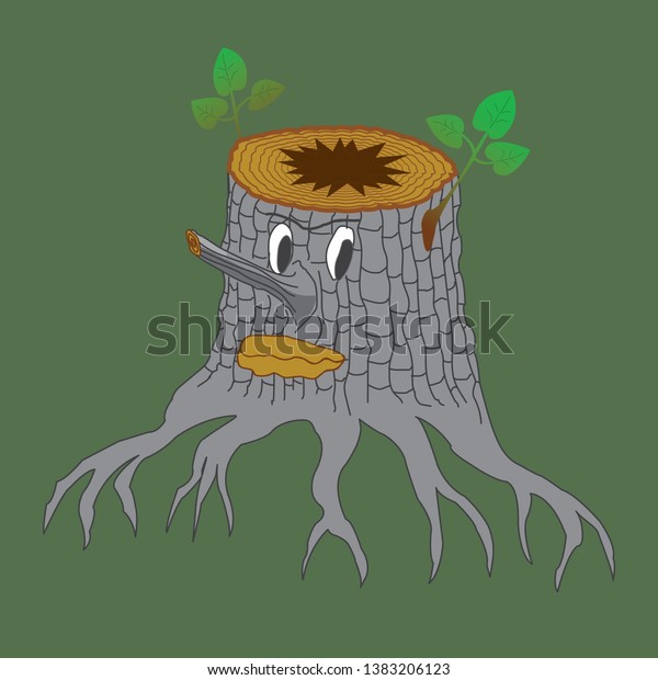 Tree Stump Monster Cartoon Color Drawing Stock Vector (Royalty Free ...