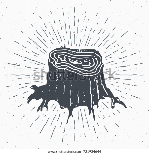 Tree Stump Vintage Label Hand Drawn Stock Vector (Royalty Free ...