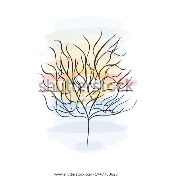 Tree Sunset Line Art Drawing Abstract: เวกเตอร์สต็อก (ปลอดค่าลิขสิทธิ์ ...
