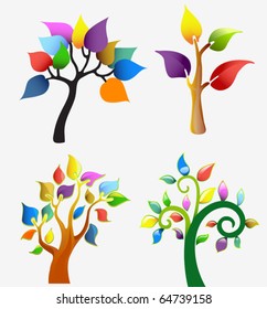 Colección vectorial de símbolos de árbol.: vector de stock (libre de ...
