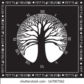 Tree Time Monochromatic Poster Wide Naked Stock Vector (Royalty Free ...