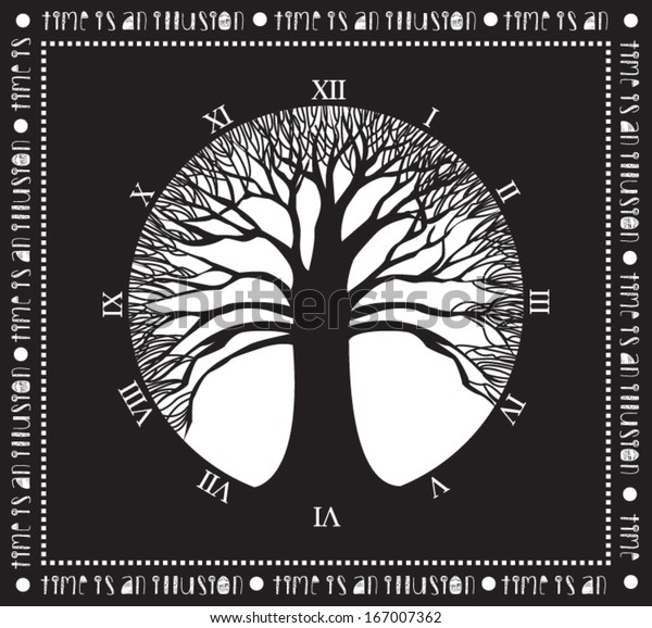 Tree Time Monochromatic Poster Wide Naked Stock Vector (Royalty Free ...