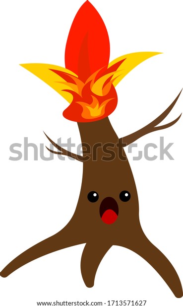 Tree Trunk Cartoon Character Screaming Fright Stock Vector (Royalty ...
