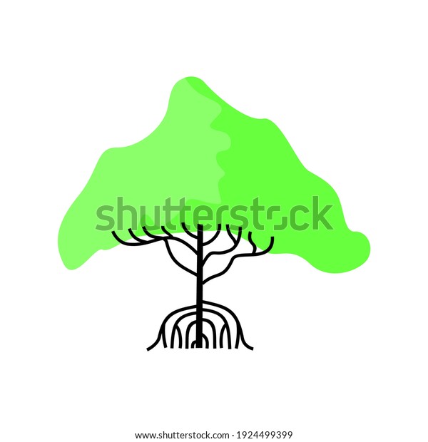 Tree Vector Illustration Roots Banyan Tree Stock Vector (Royalty Free ...