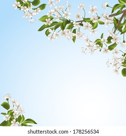 Tree White Flowers Vector Illustration Stock Vector (Royalty Free ...
