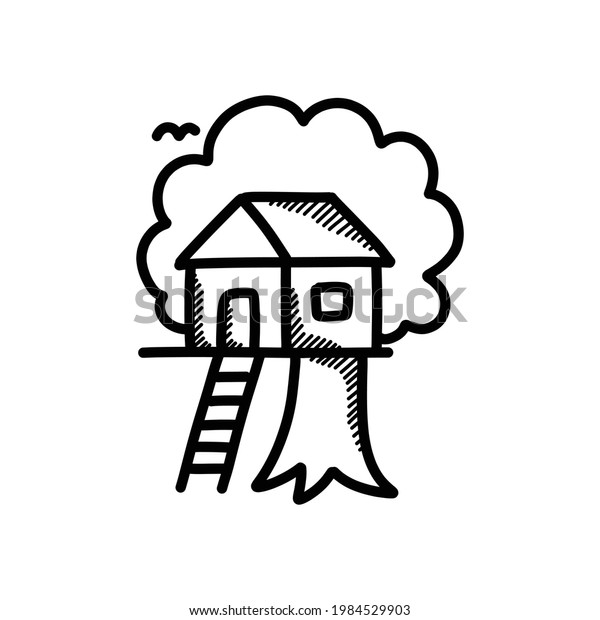 Treehouse Doodle Icon Vector Illustration Stock Vector (Royalty Free ...