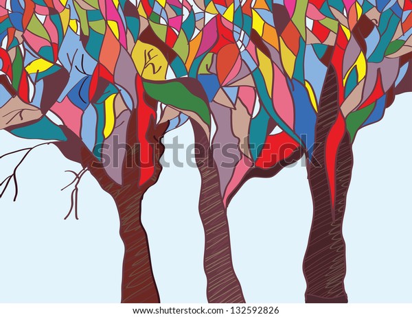 Trees Background Vintage Style Bright Design Stock Vector (Royalty Free ...