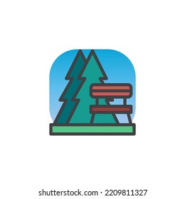 Trees Bench Filled Outline Icon Line Stock Vector (Royalty Free ...