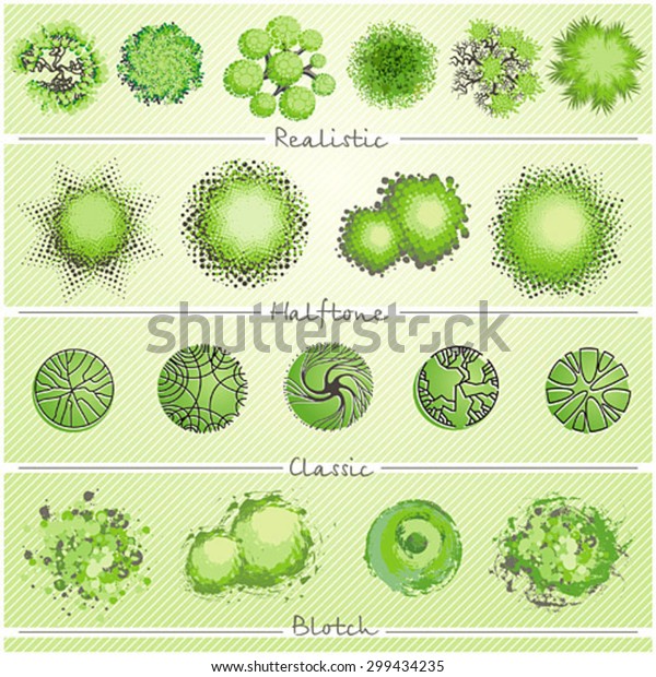 Trees Bush Item Top View Landscape Stock Vector (Royalty Free ...