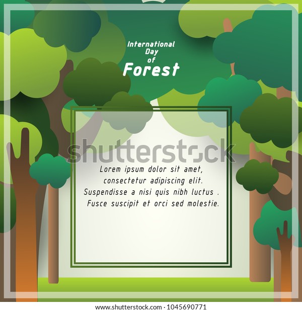 Trees Forest Backdrop Frame Textcute Cartoon: เวกเตอร์สต็อก (ปลอดค่า ...