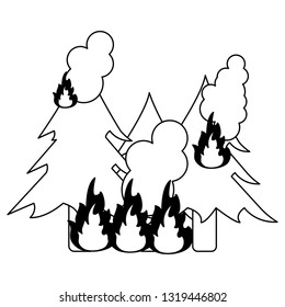 Trees Forest Fire Black White Stock Vector (Royalty Free) 1319446802 ...