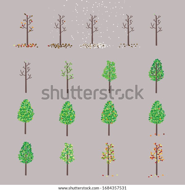 Trees Four Different Season Changing Stock Vector (Royalty Free ...