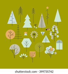 Trees Geometric Line Icons Vector Design Stock Vector (Royalty Free ...