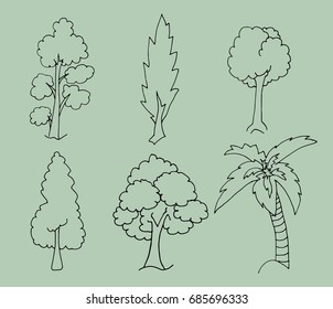 Set Tree Doodles Stock Vector (Royalty Free) 293381759 | Shutterstock