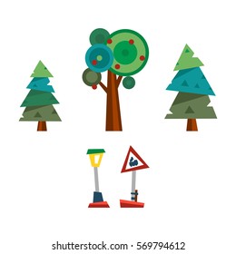 Trees Road Sign Vector Illustration Stock Vector (Royalty Free ...
