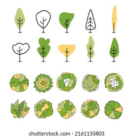 Trees Top View Entourage Design Various Stock Vector (Royalty Free ...