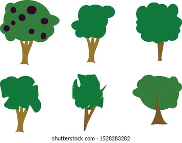 Set Green Tree Symbols Deign Emblem: vector de stock (libre de regalías ...