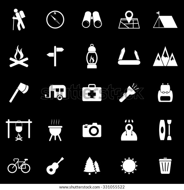Trekking Icons On Black Background Stock Stock Vector (Royalty Free ...