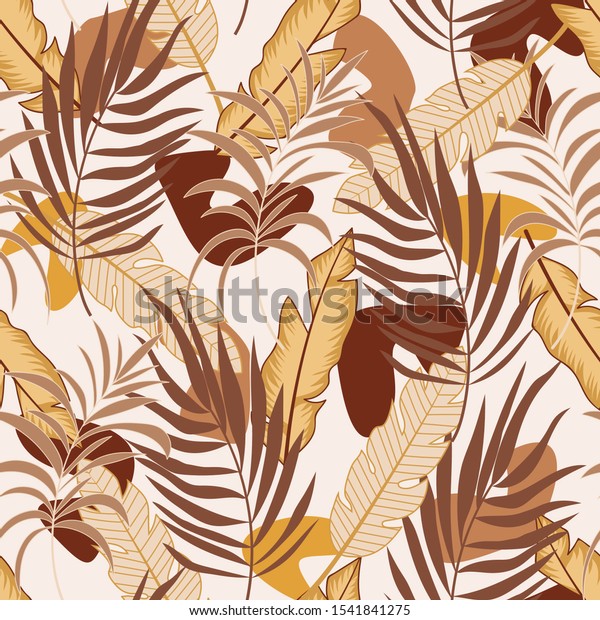 Trend Seamless Tropical Pattern Bright Yellow Stock Vector (Royalty ...