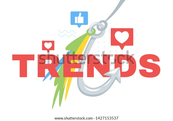 Trends Catching Web Banner Template Typography Stock Vector (Royalty ...