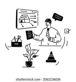 Trendy Character Illustration Architecture Engineer Stock Vector ...