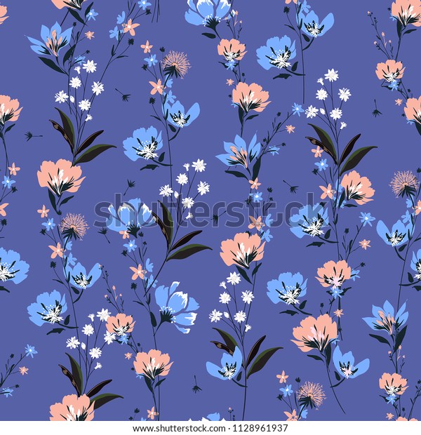 Trendy Floral Pattern Blooming Botanical Motifs Stock Vector (Royalty ...