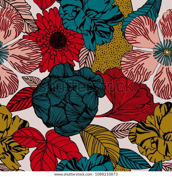 Motif Floral tendance dans les nombreuses : image vectorielle de stock ...