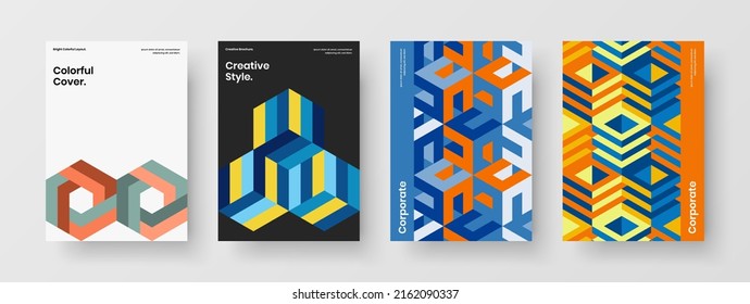 Trendy Geometric Tiles Leaflet Concept Bundle Stock Vector (Royalty ...