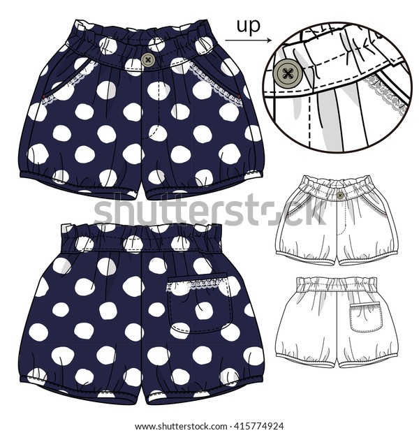 Trendy Girls Pants Template Stock Vector (Royalty Free) 415774924 ...