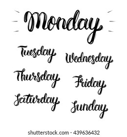Trendy Hand Lettering Set Days Week Stock Vector (Royalty Free ...