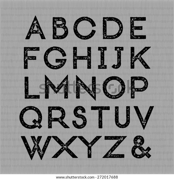 Trendy Letterpress Font All Caps Vector: vector de stock (libre de ...