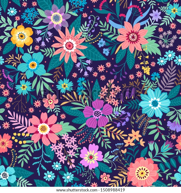 Diseño floral vectorial moderno. Impresión infinita hecha de flores ...