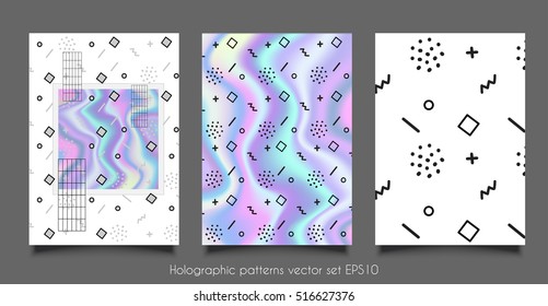 Trendy Set Three A4 Illustration Memphis Stock Vector (Royalty Free ...