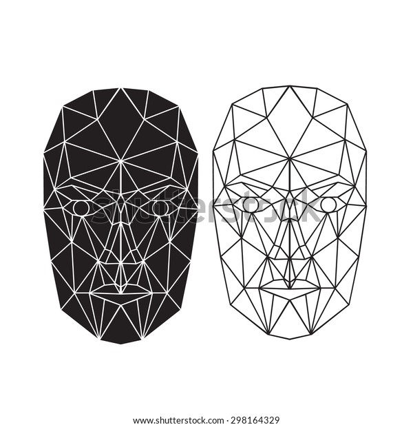 Triángulo de la cara humana abstracta, vista frontal. Ilustración ...