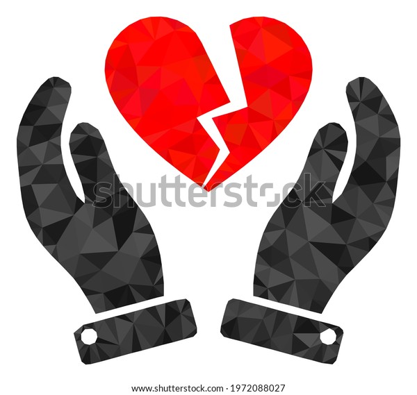 Triangle broken heart care hands polygonal icon illustration. Broken ...