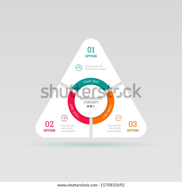 Infographie triangulaire avec 3 options ou : image vectorielle de stock ...