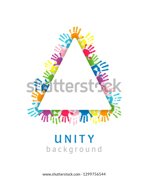 Triangle Made Handprints Symbol Unity Team Stock Vector (Royalty Free ...