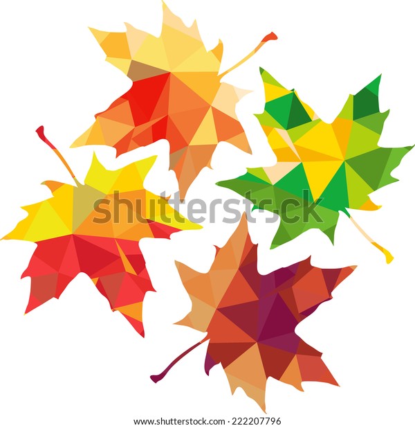 Triangle Polygonal Silhouette Maple Leaves Vector Stock Vector (Royalty ...