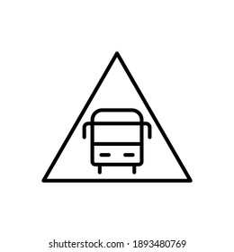Triangle Road Sign Bus Stop Flat Stock Vector (Royalty Free) 1893480769 ...